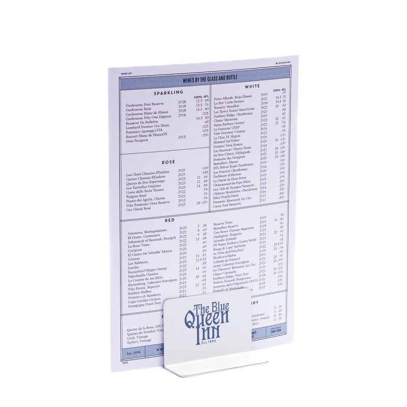 Merlin metal menu holder / Table and counter top menu displays